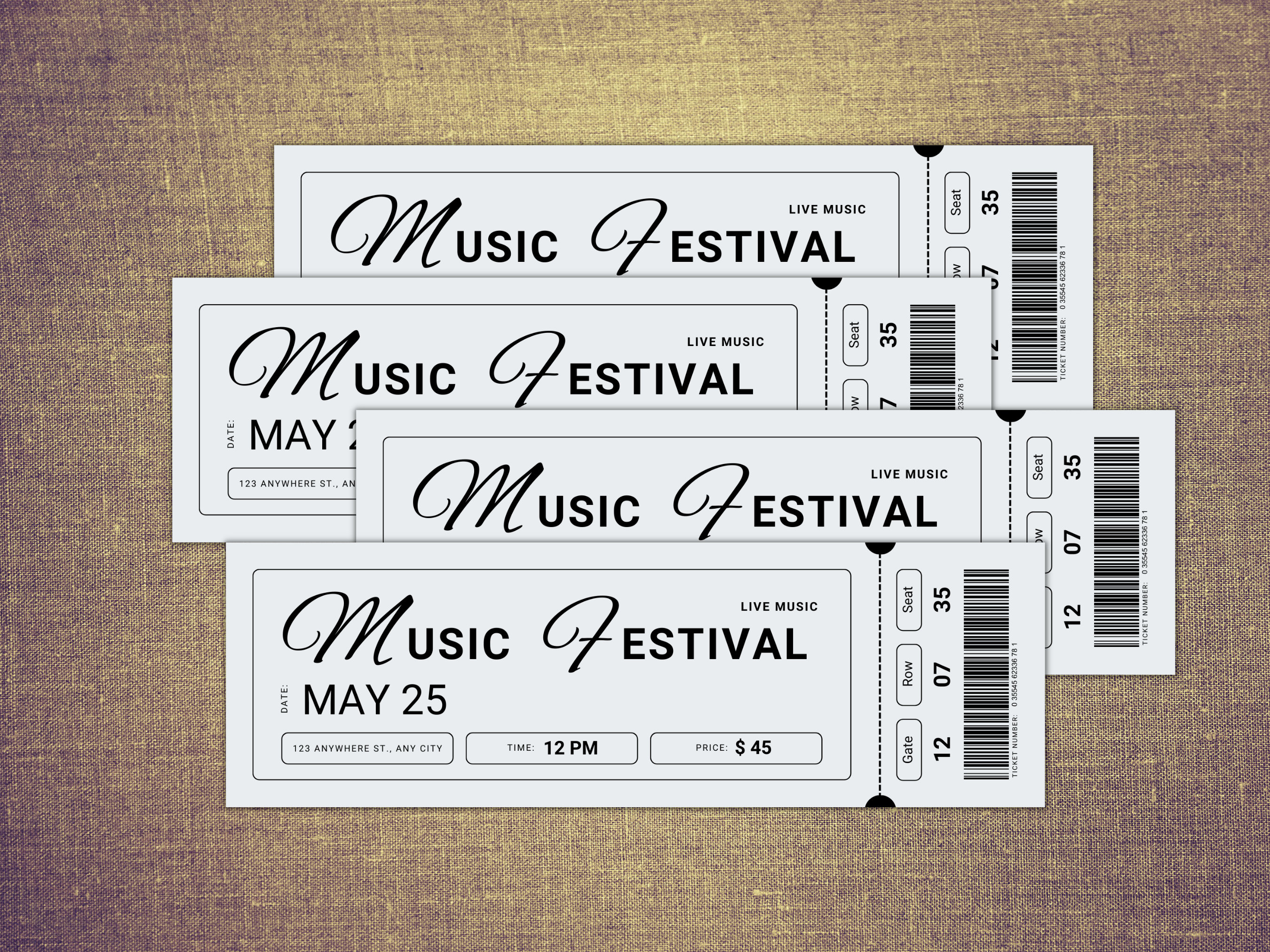Music Concert Instant Download Printable Ticket | Home Cinema | Custom ...