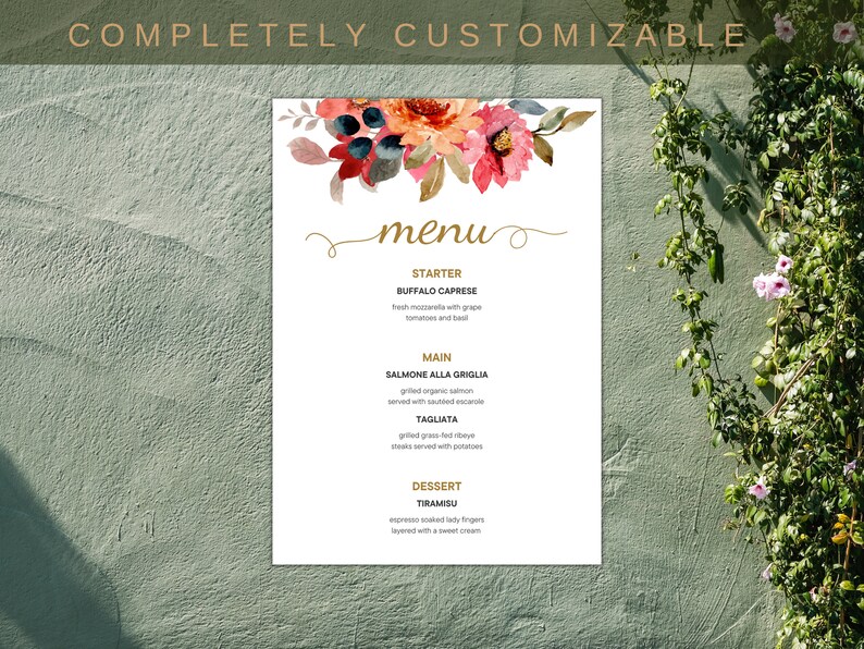 Editable Menu Fully Editable Wedding Menu Editable Menu Template Custom ...