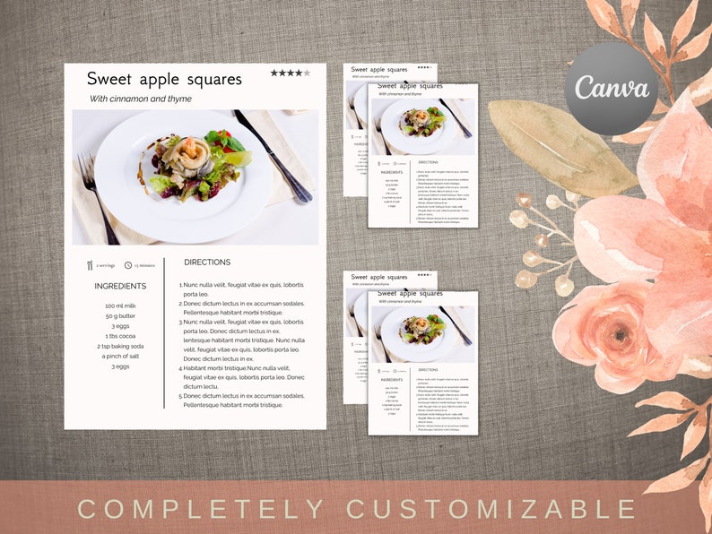 Modern Recipe Card Template Printable Digital Download - Etsy
