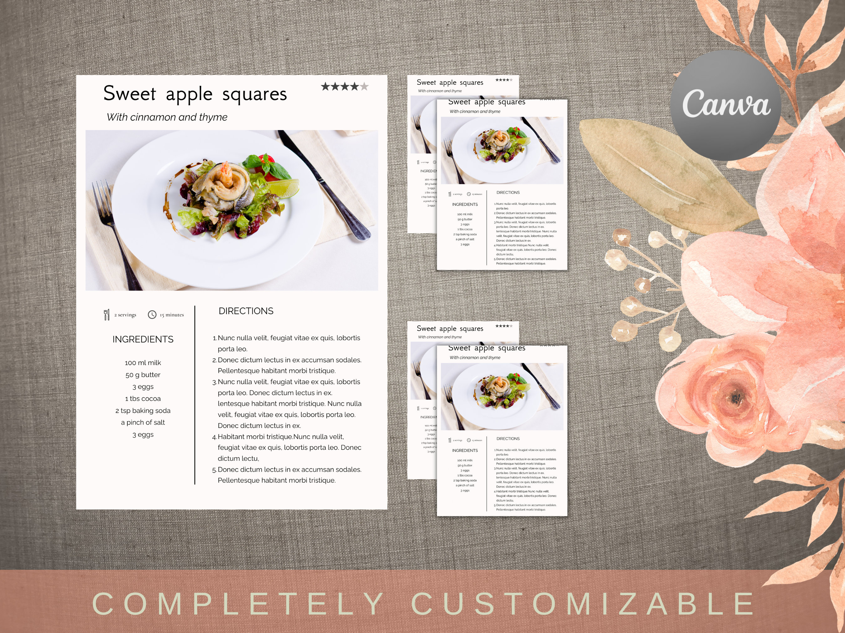 Modern Recipe Card Template Printable Digital Download - Etsy