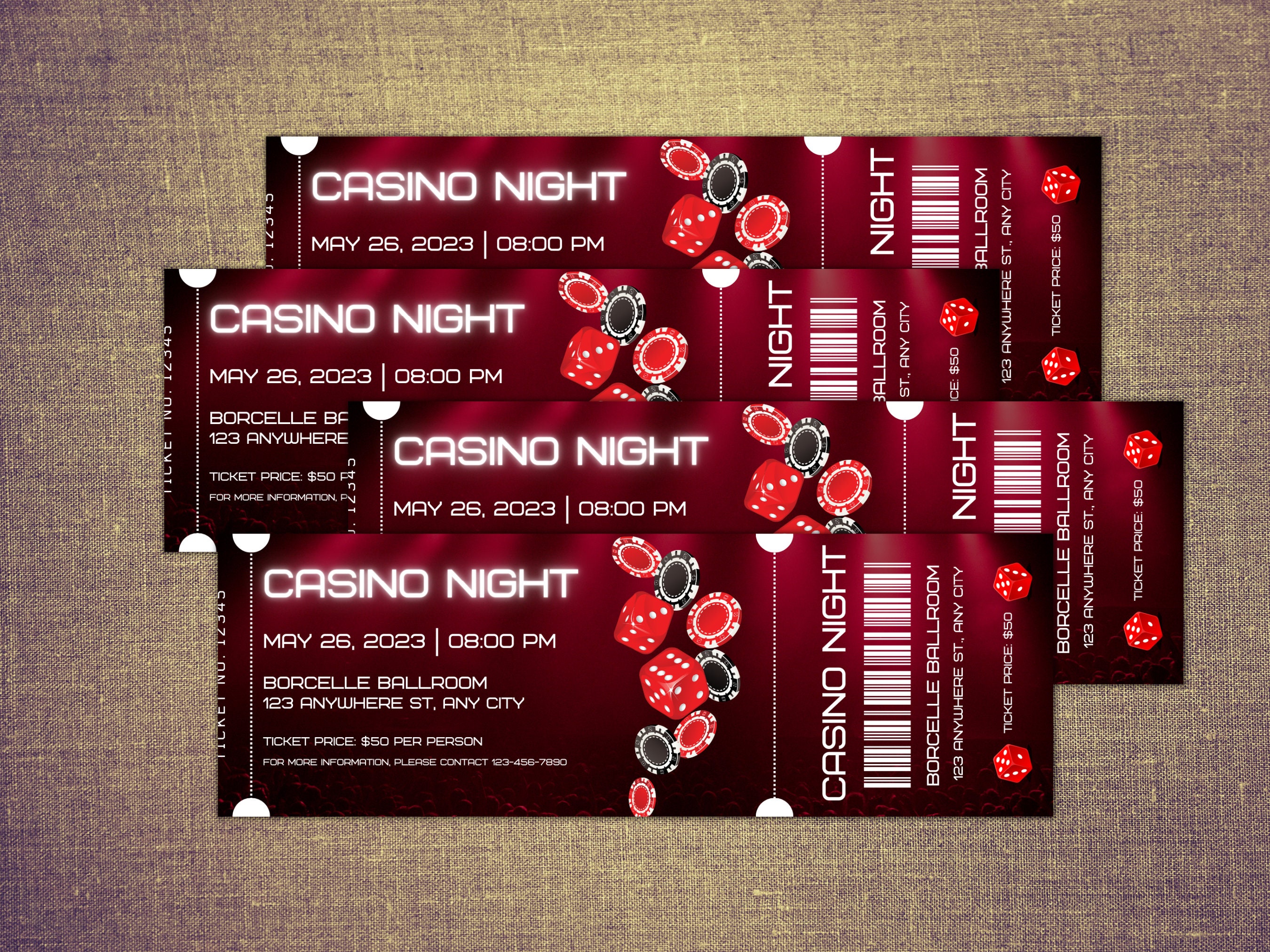 Casino Night Invite Template | Fully Customization in Canva | Casino ...