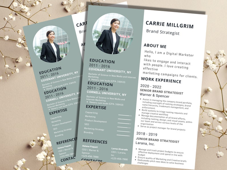 Clean and Minimal Resume Template | Modern Resume Template With Photo ...