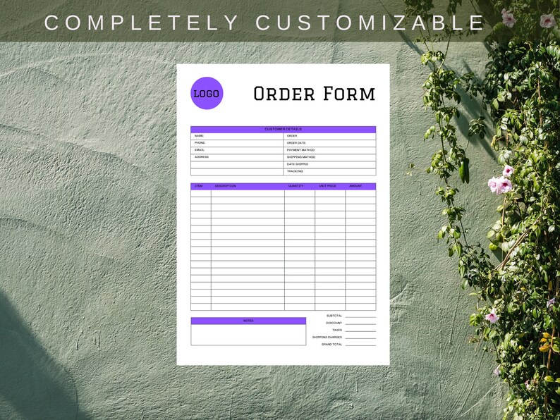Editable Minimalist Order & Tracking Form Template Small Business Order ...