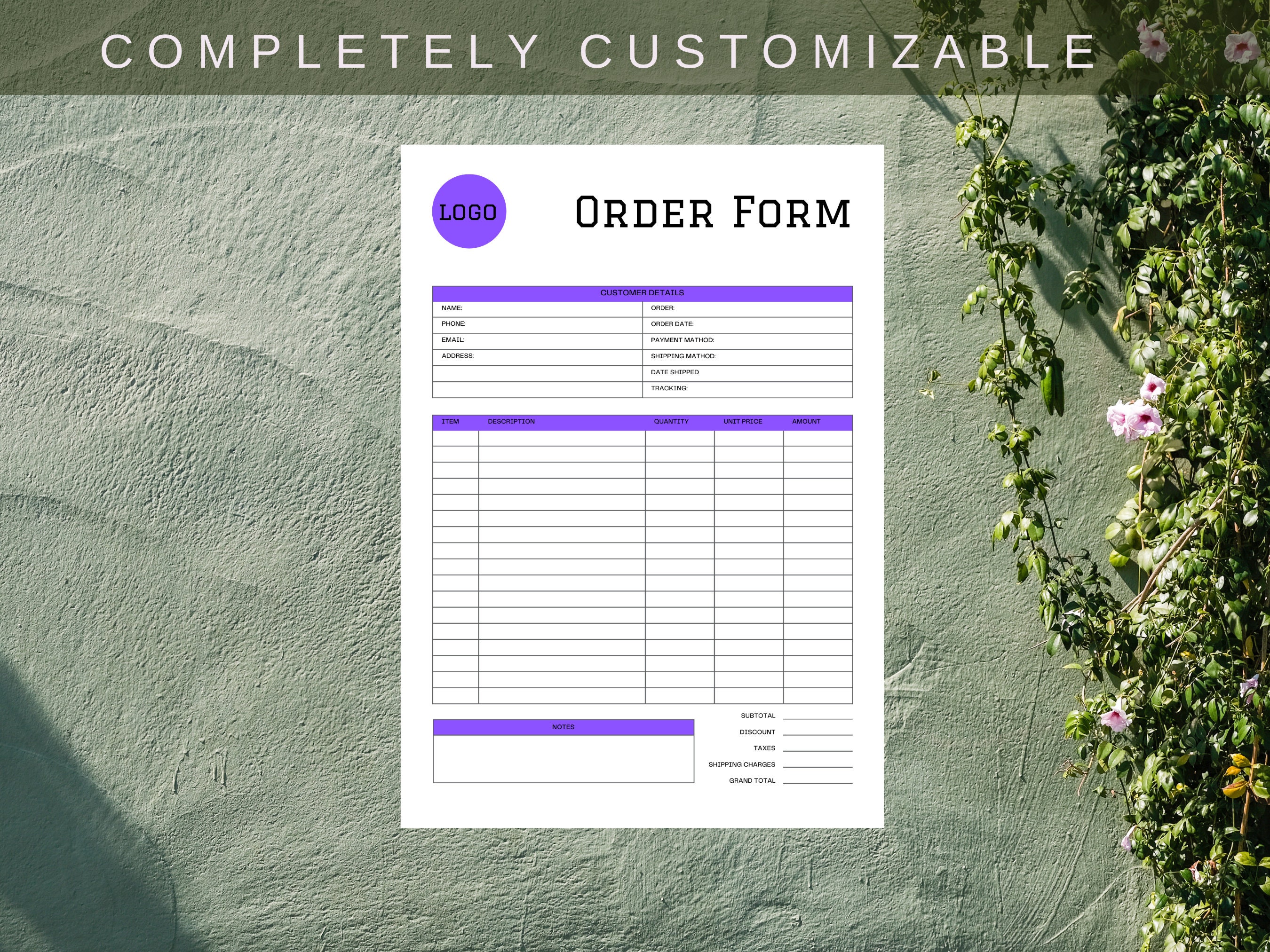 Editable Minimalist Order & Tracking Form Template | Small Business ...