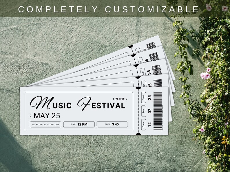 Music Concert Instant Download Printable Ticket | Home Cinema | Custom ...