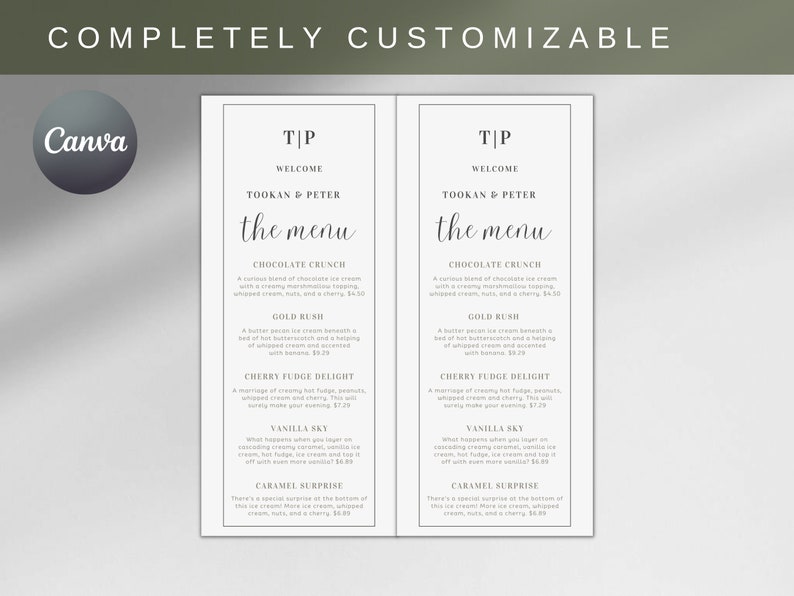Editable Menu | Fully Editable Wedding Menu | Editable Menu Template ...