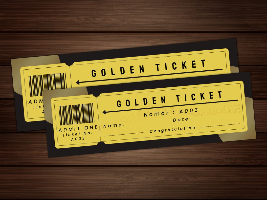 Golden Printable Surprise Event Ticket| Editable Custom Golden Ticket ...
