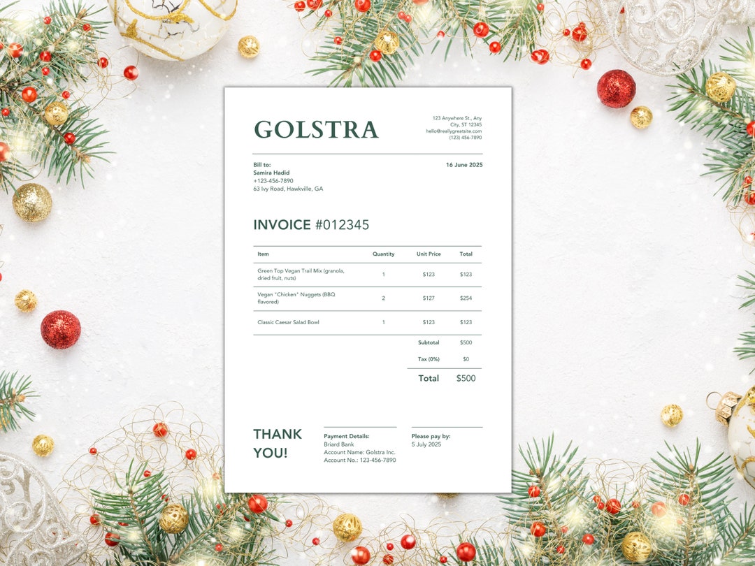 Business Invoice | Fully Editable Receipt | Editable Invoice Template ...