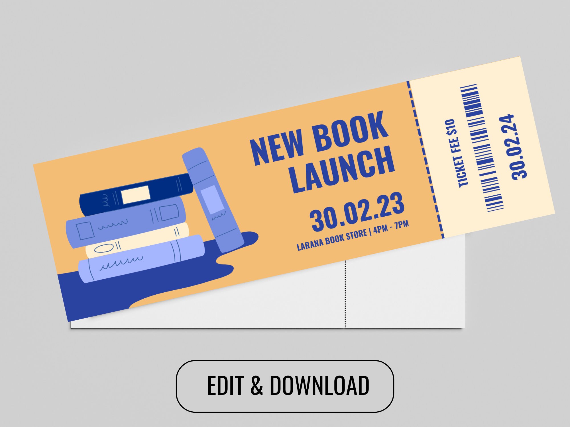 New Book Launch Ticket, Editable E-book Gift Certificate Template ...