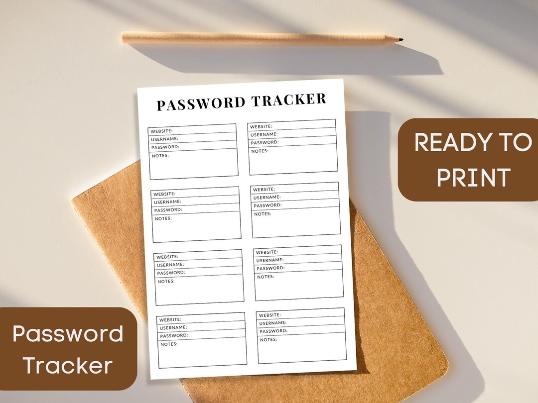 Password Tracker Printable, Password Keeper, Password Organizer ...