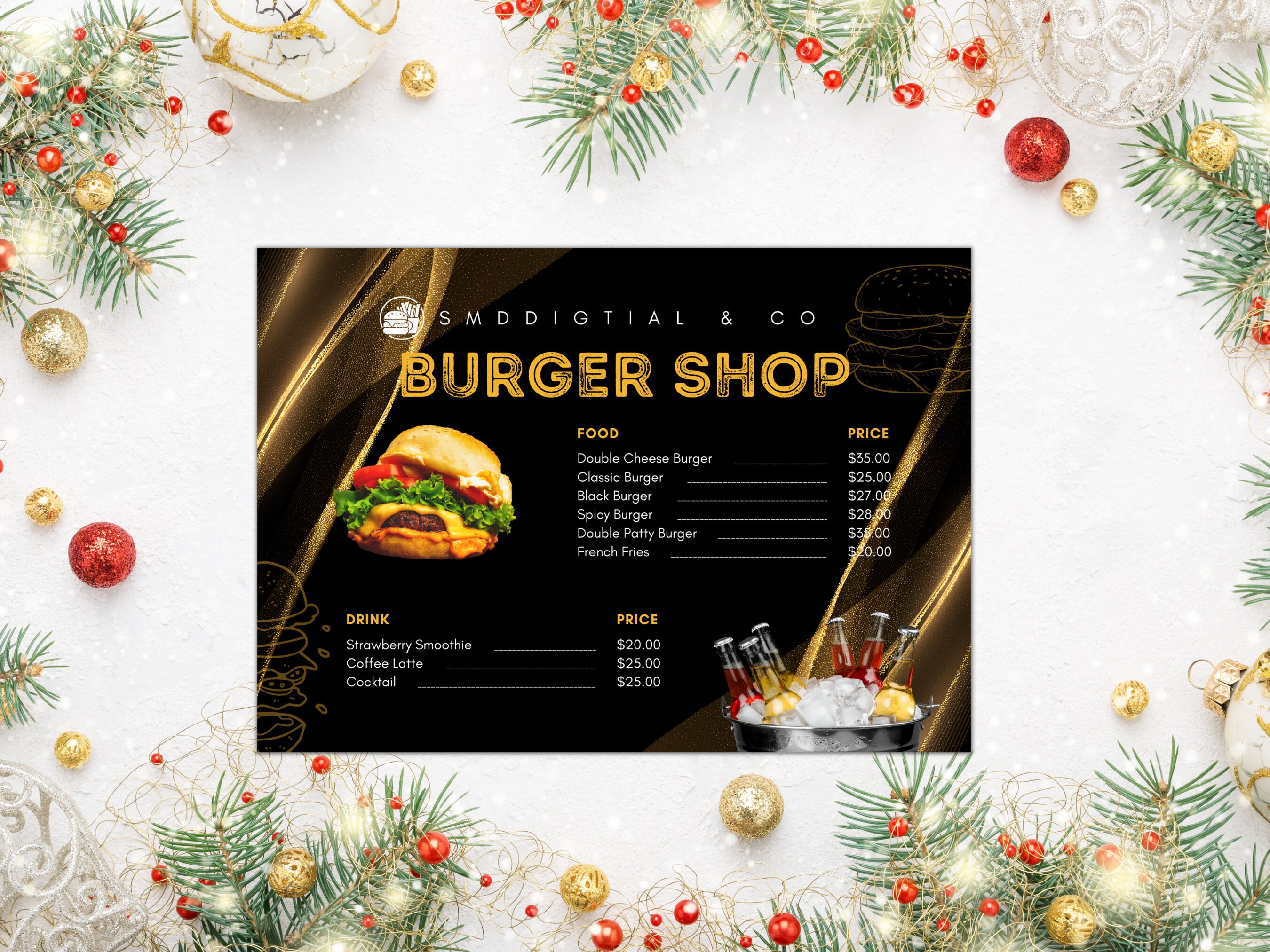 Burger Shop Food Menu | Fully Editable Food Menu | Editable Menu ...