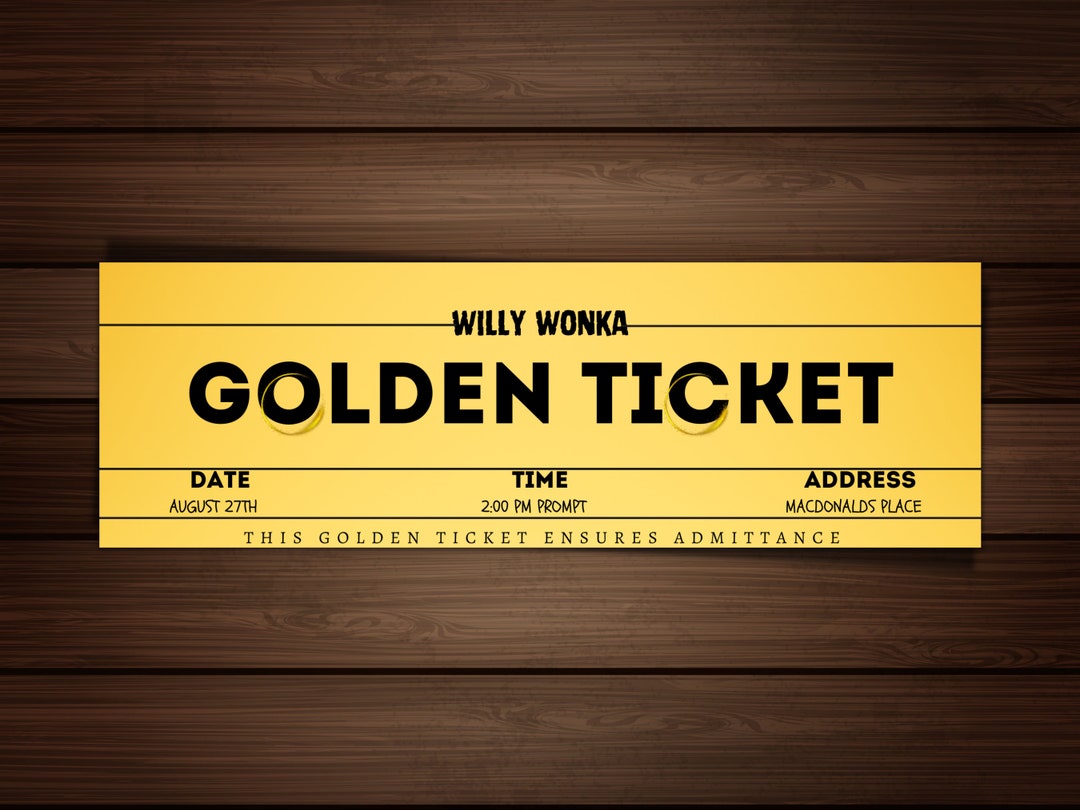 Willy Wonka Golden Surprise Event Ticket| Editable Custom Golden Ticket ...