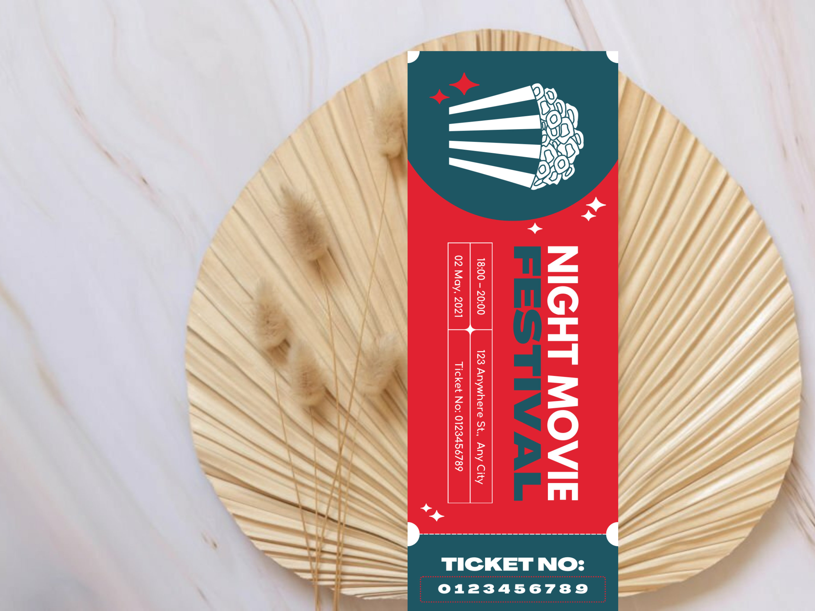 Festival Movie Ticket Invite Template Fully Customization in Canva ...