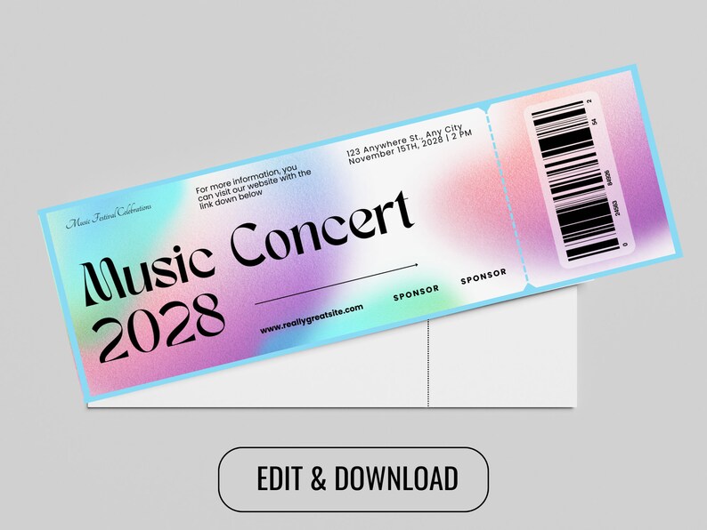Editable Concert Ticket Canva Template, DIY Concert Ticket, Printable ...