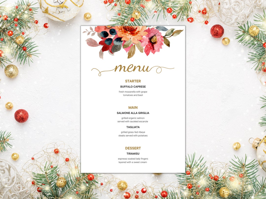 Editable Menu Fully Editable Wedding Menu Editable Menu Template Custom ...