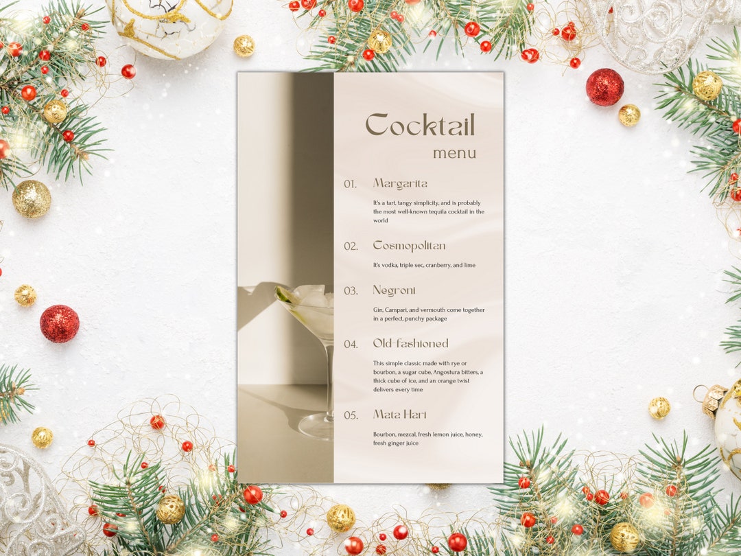 Cocktail Menu | Fully Editable Cocktail Menu | Editable Menu Template ...