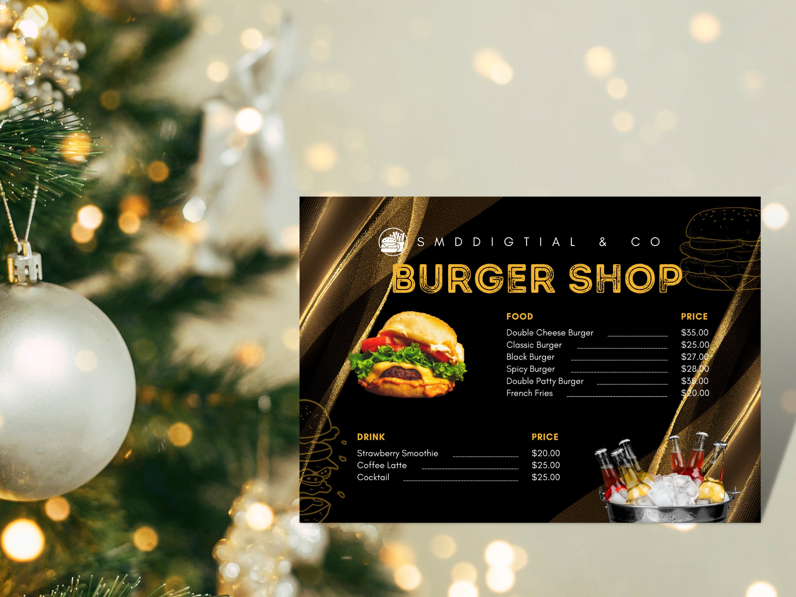 Burger Shop Food Menu Fully Editable Food Menu Editable Menu Template ...
