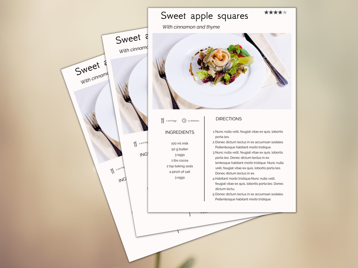 Modern Recipe Card Template Printable Digital Download - Etsy