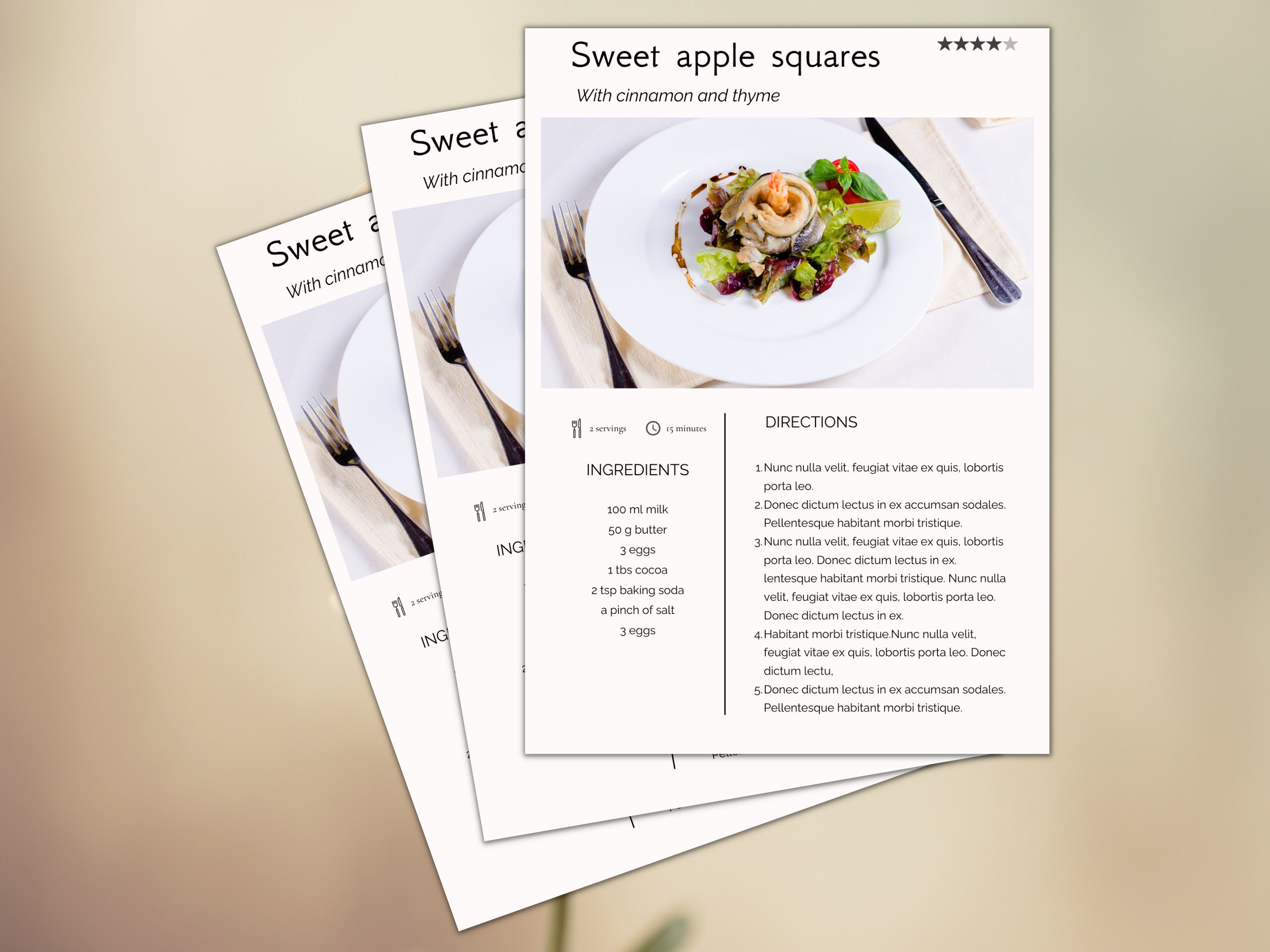 Modern Recipe Card Template Printable Digital Download - Etsy