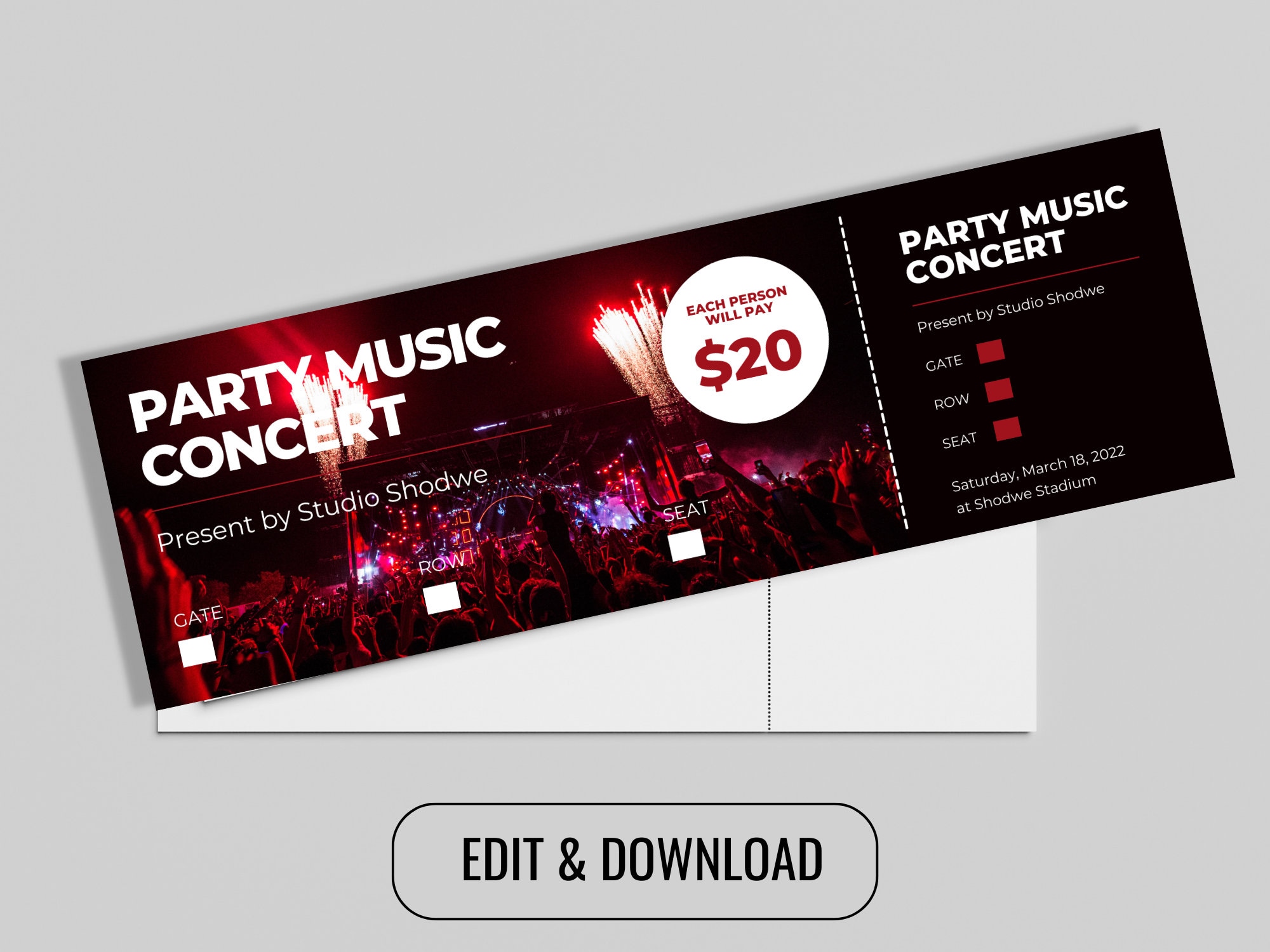 Concert Ticket Template, Editable Event Ticket Canva Template, Custom ...