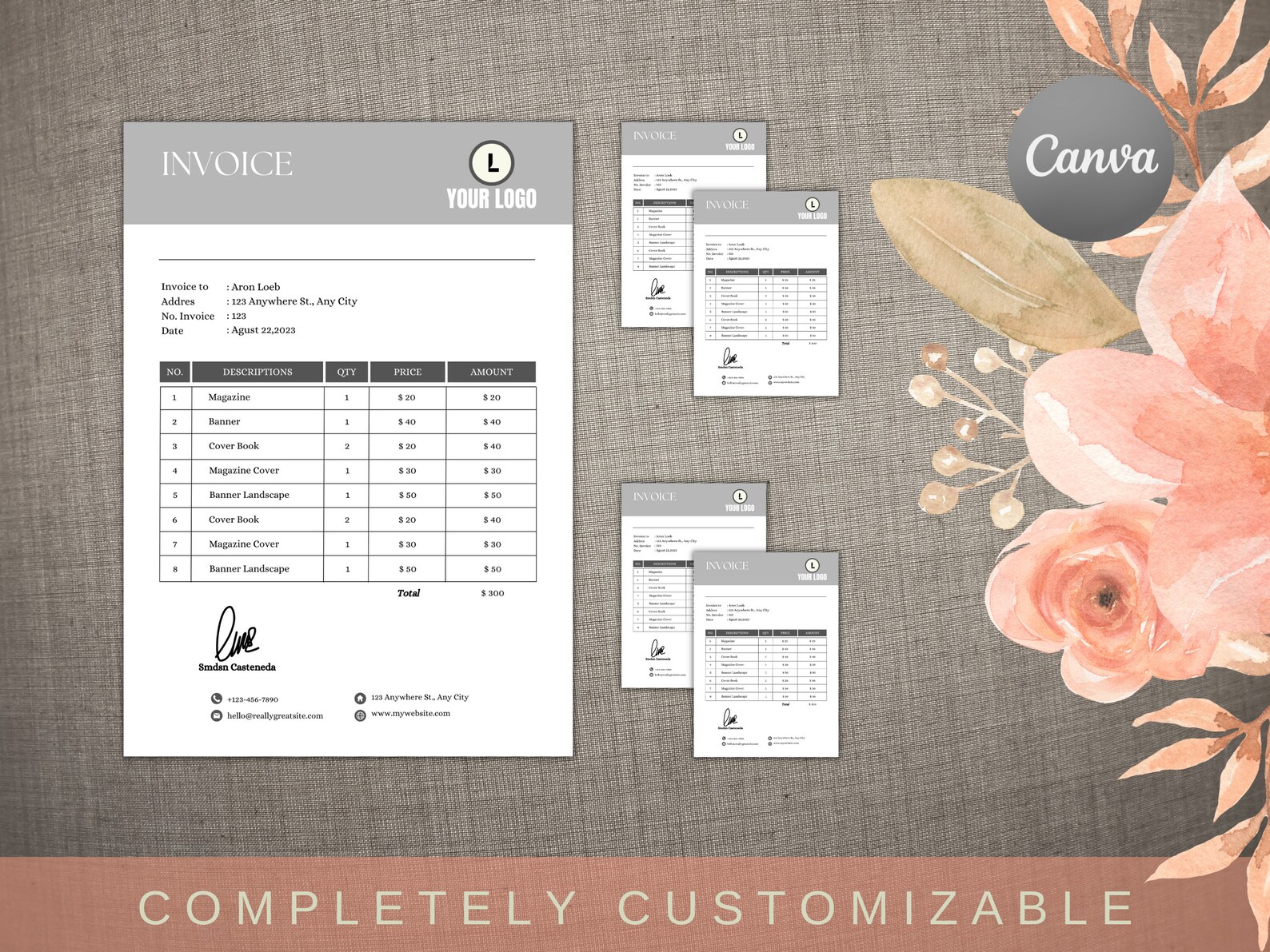 Editable Invoice Fully Editable Receipt Editable Invoice Template ...