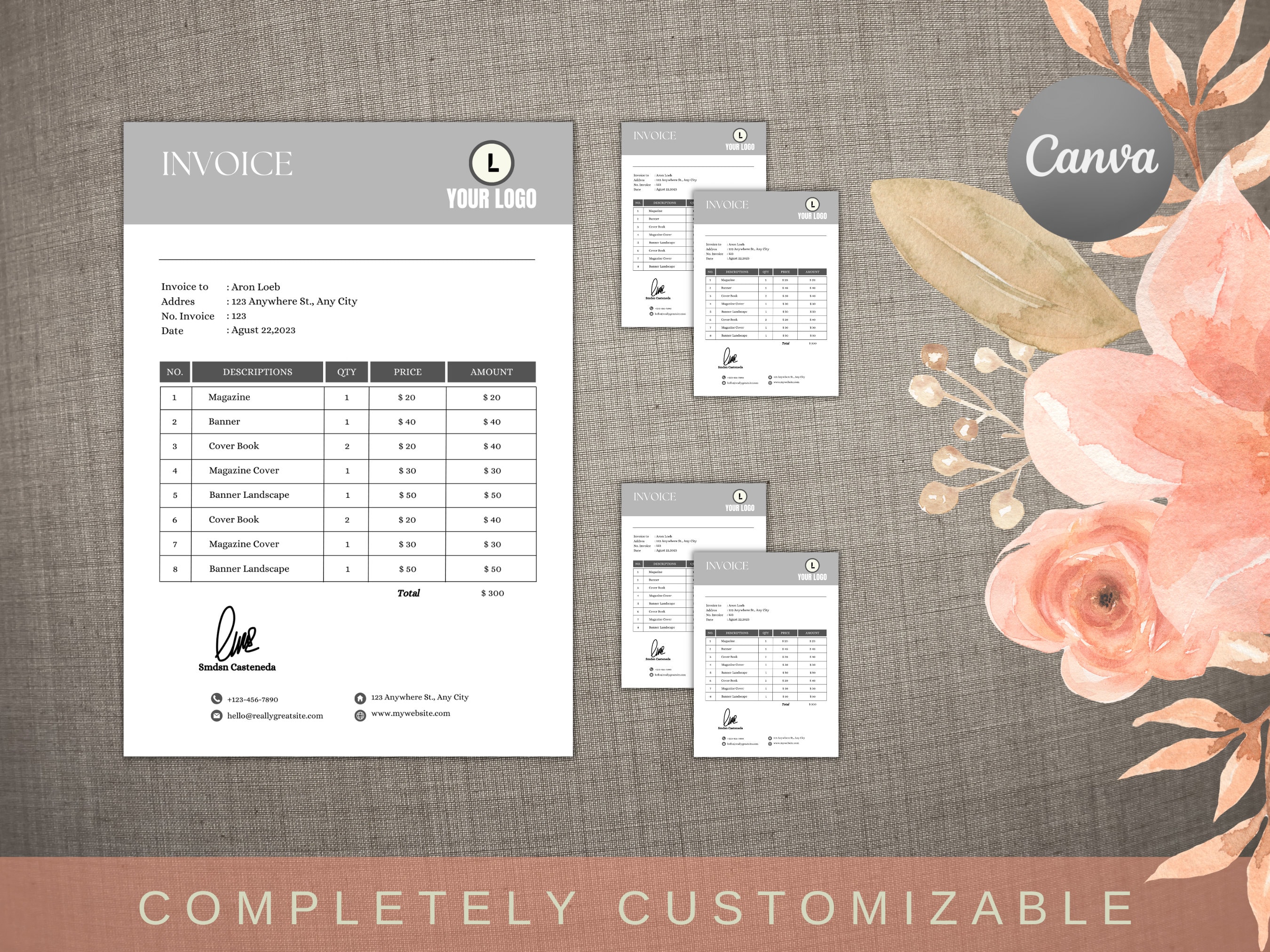 Editable Invoice Fully Editable Receipt Editable Invoice Template ...