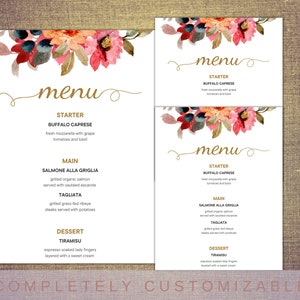 Editable Menu Fully Editable Wedding Menu Editable Menu Template Custom ...