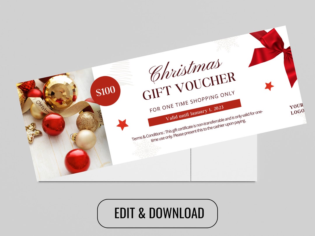 Editable Christmas Ticket Gift Voucher Printable Christmas Gift Ticket ...