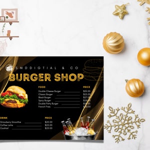 Burger Shop Food Menu | Fully Editable Food Menu | Editable Menu ...