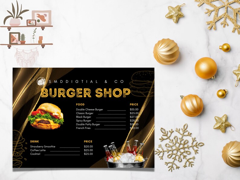 Burger Shop Food Menu | Fully Editable Food Menu | Editable Menu ...
