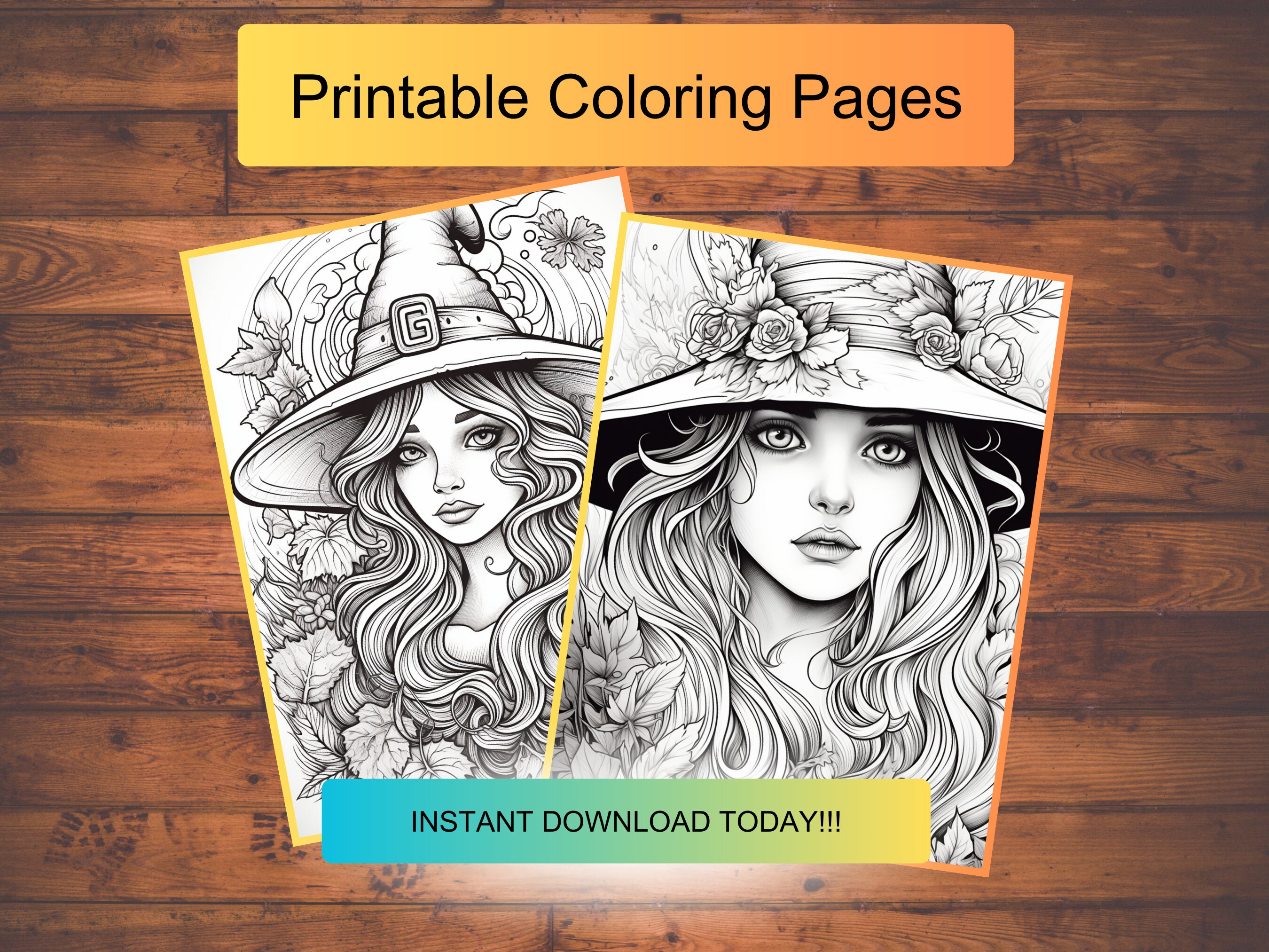 27 Witch Coloring Pages for Adults PDF Coloring Page Downloadable ...