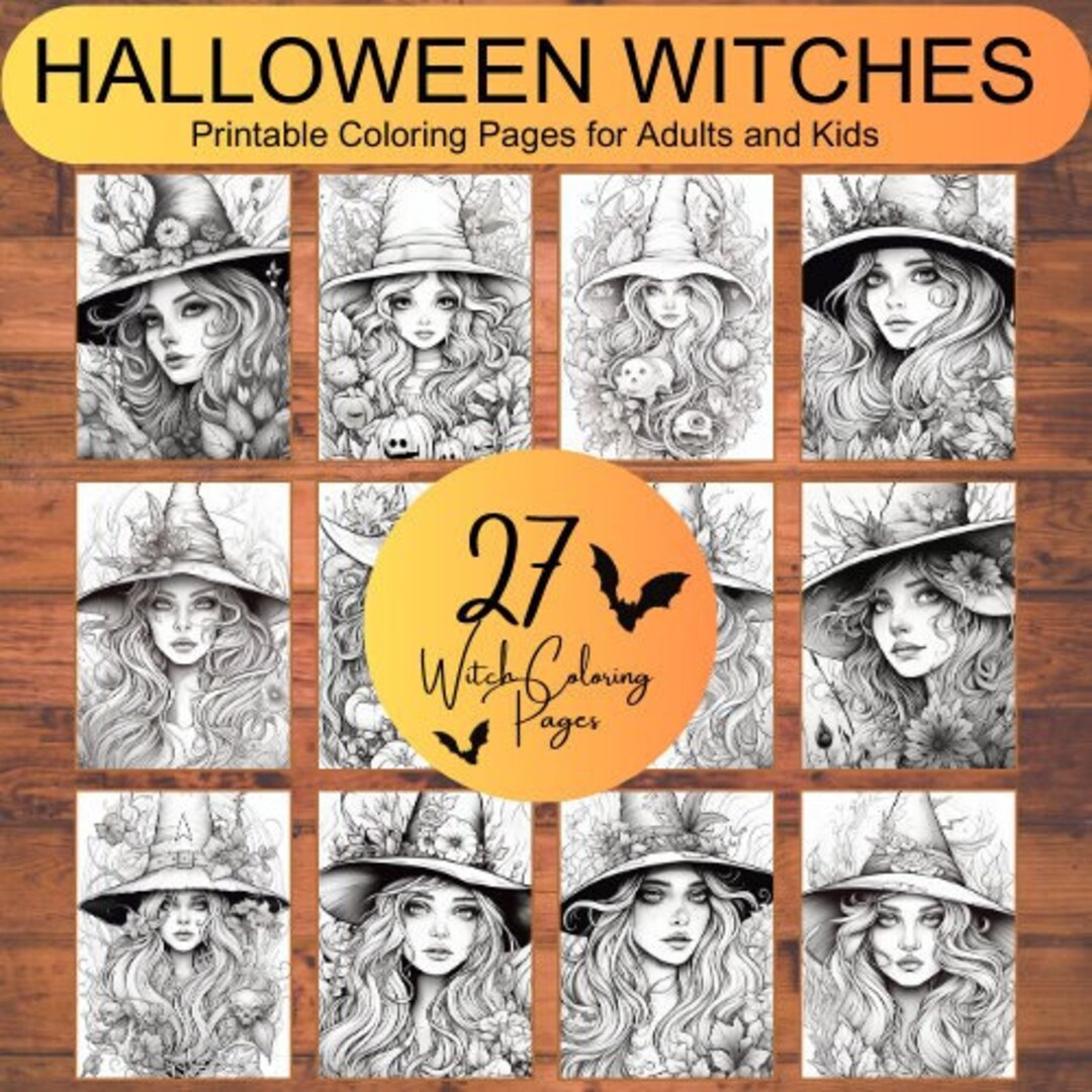 27 Witch Coloring Pages for Adults PDF Coloring Page Downloadable ...