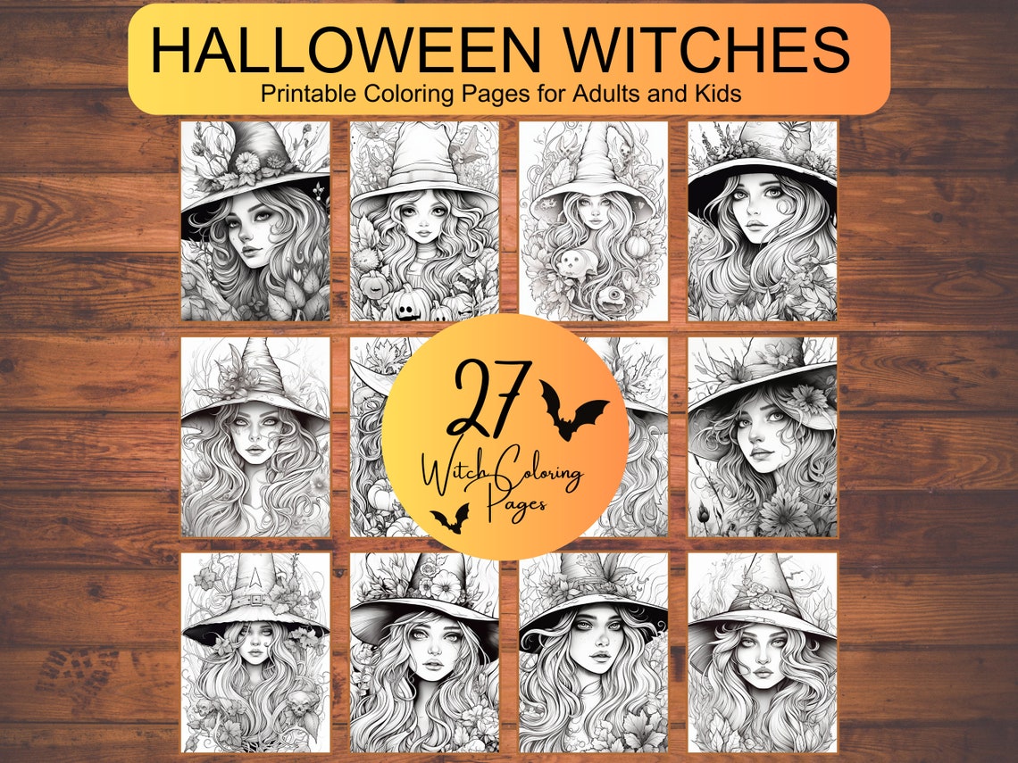 27 Witch Coloring Pages for Adults PDF Coloring Page Downloadable ...