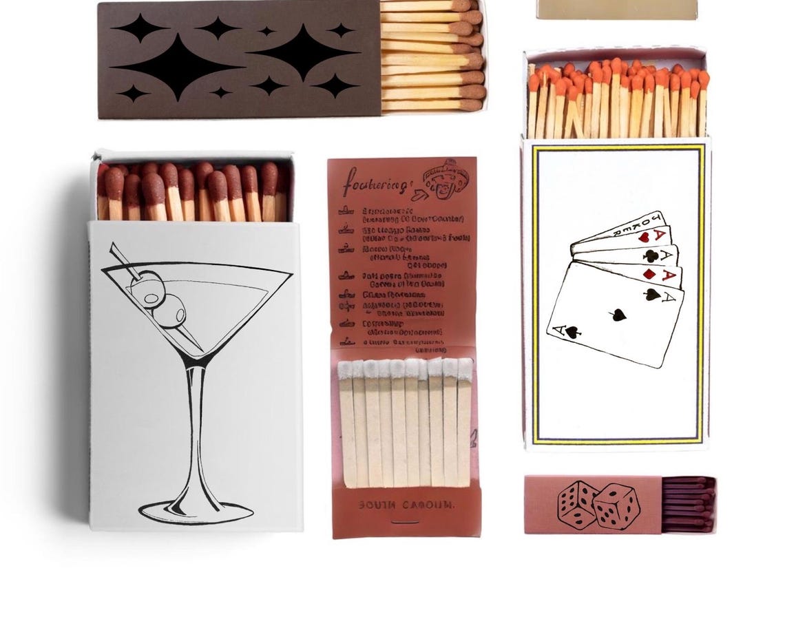 Vintage Matchbox Print, Martini Print, Trendy Matches Poster, Retro ...