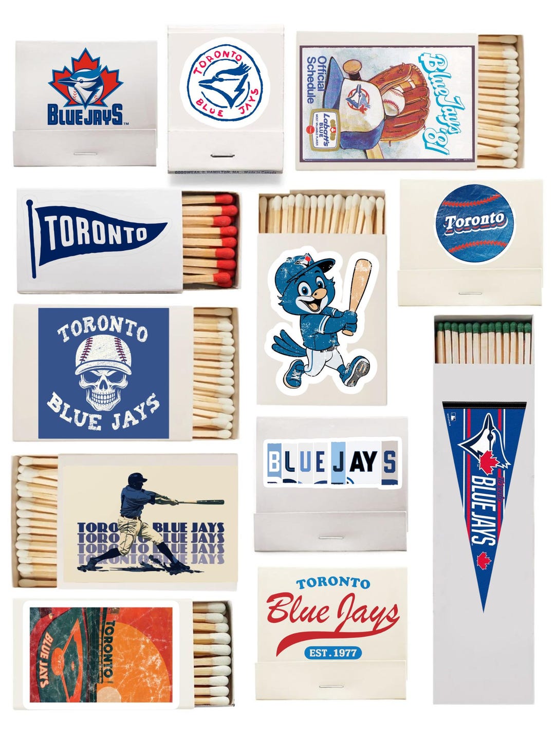 Toronto Blue Jays Matchbox Set | Vintage Baseball Matchbook Art | Retro ...