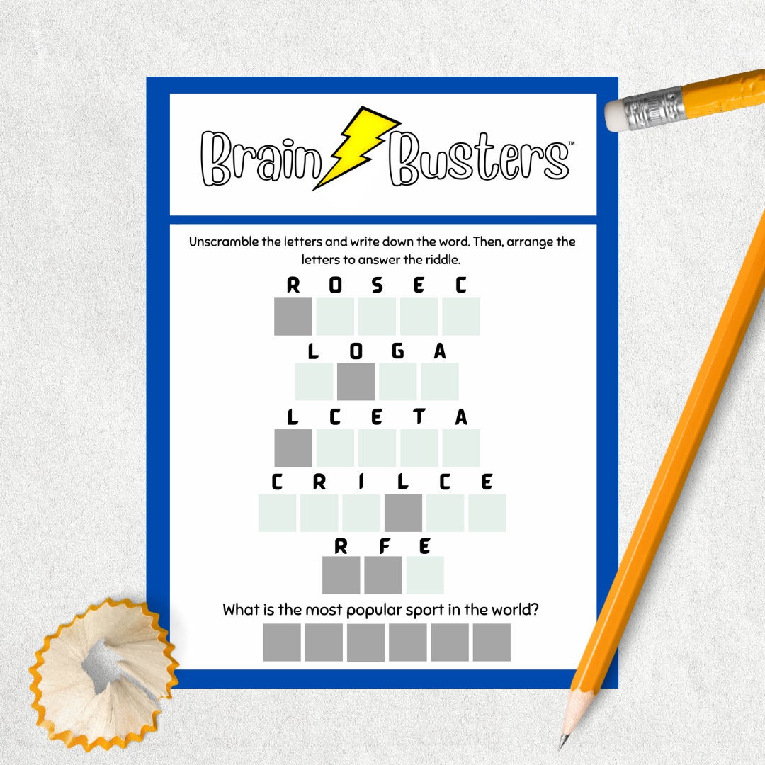 Brainbusters - 20 Educational Worksheets for Kids Ages 7-12! - Etsy
