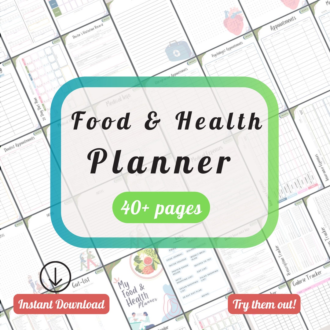 Food and Health Planner Printable, to Do List, Health Planner, Food and ...