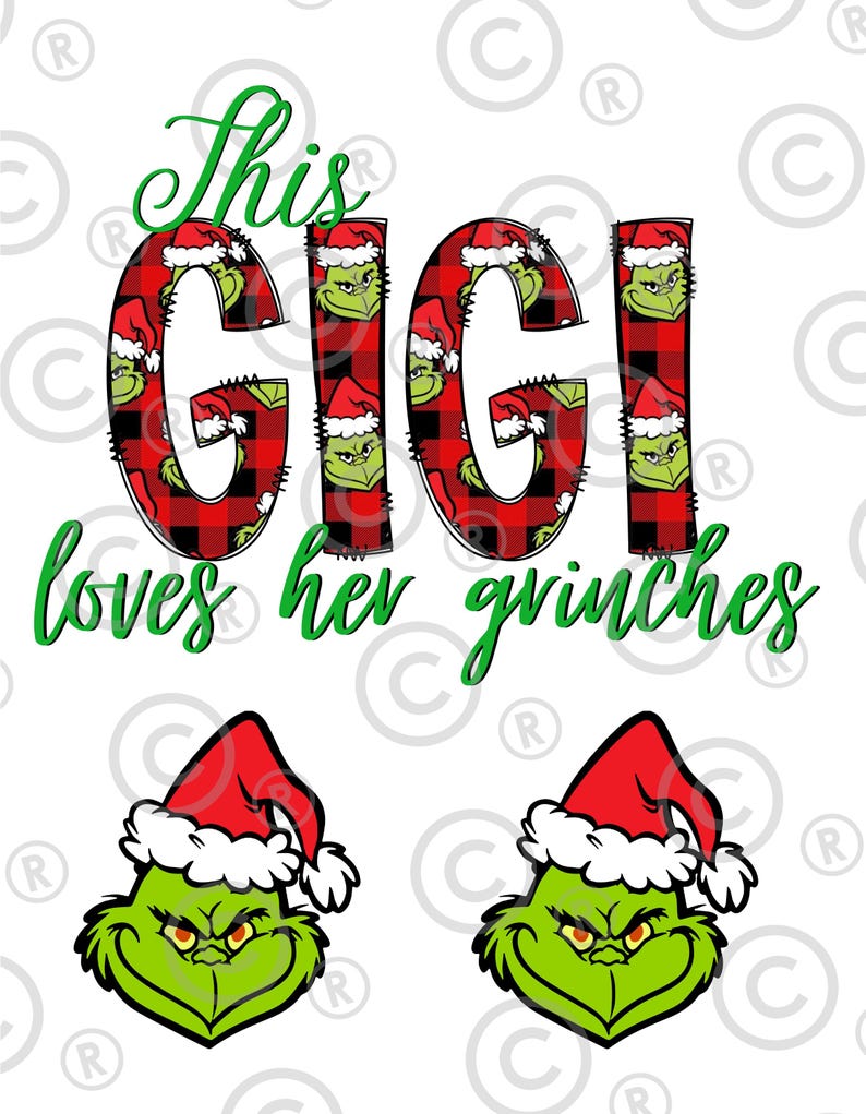 This GIGI Loves Her Christmas PNG WITH Red Editable Green Guys - Etsy