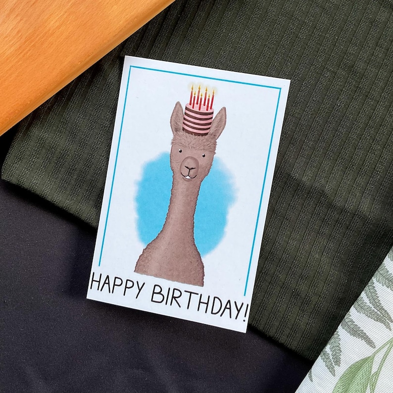 Birthday Card Alpaca 'happy Birthday' - Etsy