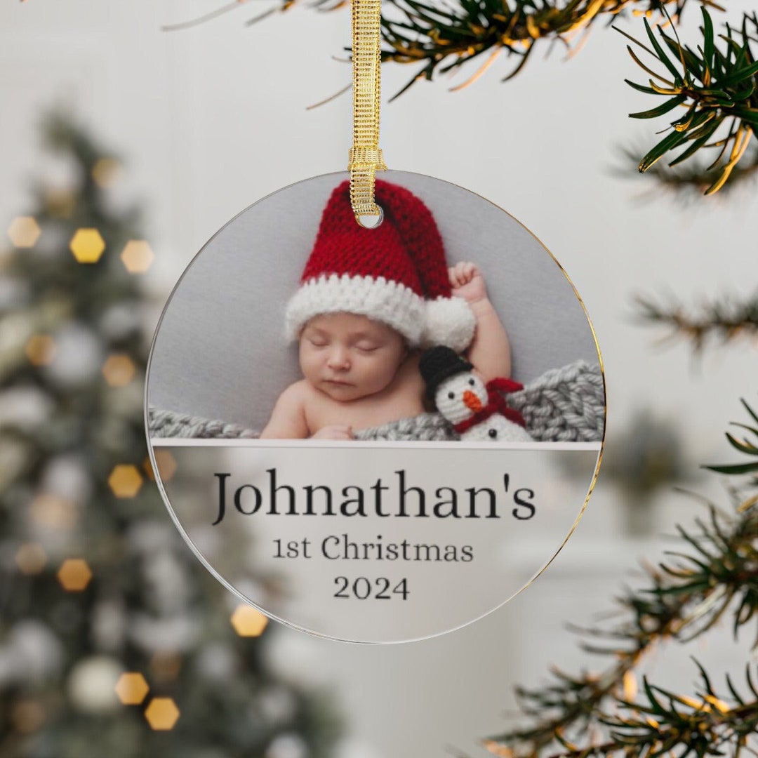 Custom Baby's First Christmas Ornament With Picture, Baby Keepsake ...
