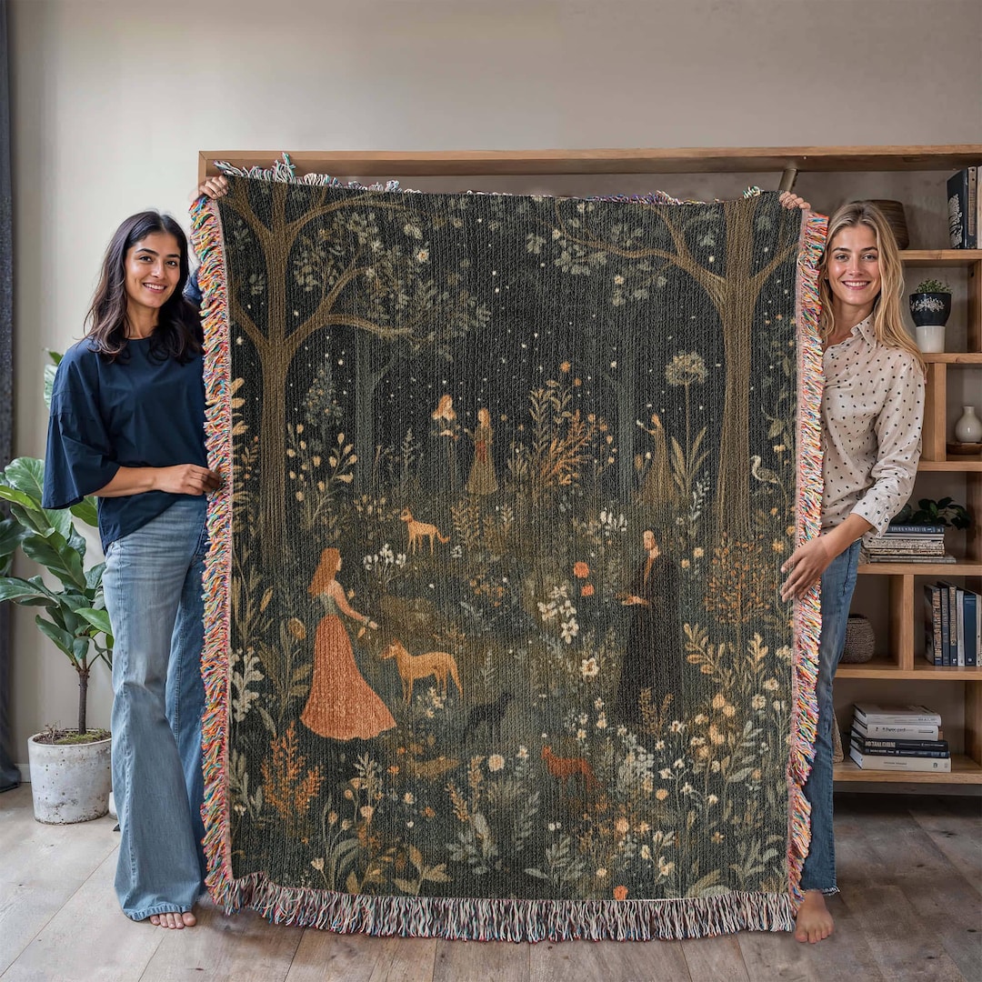 Medieval Forest Woven Tapestry, 100 Percent Cotton Woven Wall Hanging ...