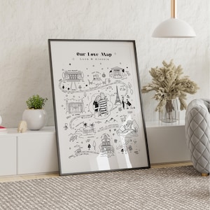 Custom Relationship Map, Our Love Story, Couples Travel Map, in Loving ...