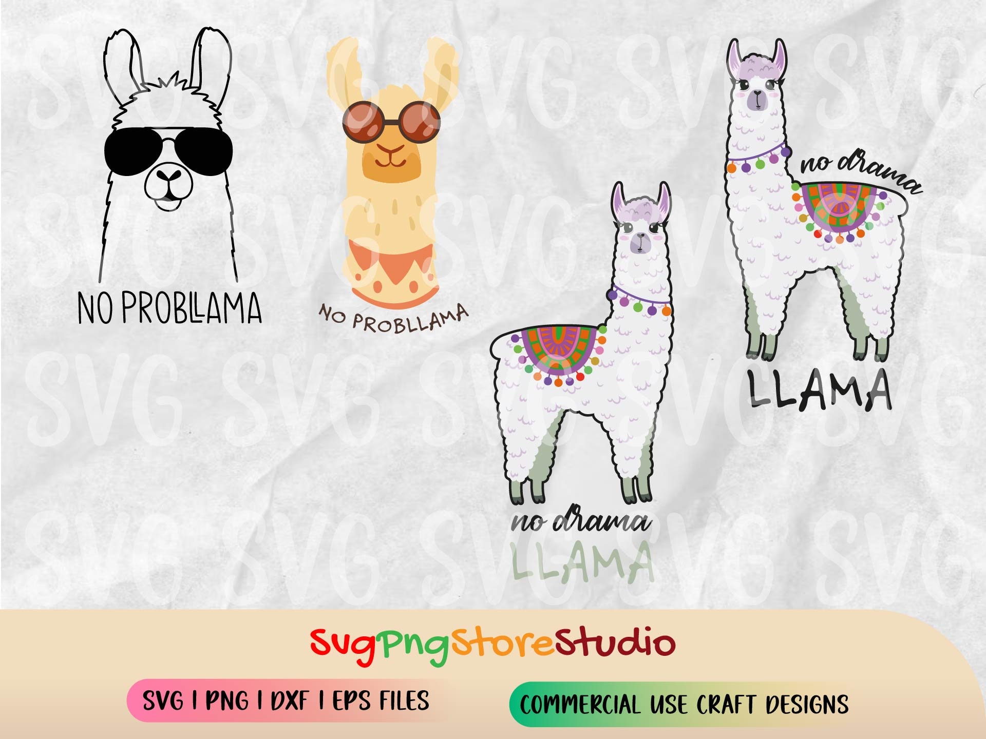 No Prob Llama Svg, No Problem Llama Svg, Funny Llama Quote Svg Dxf Eps ...