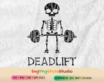 Skeleton Deadlift SVG Gym SVG Workout Shirt Sticker Decal T-shirt ...