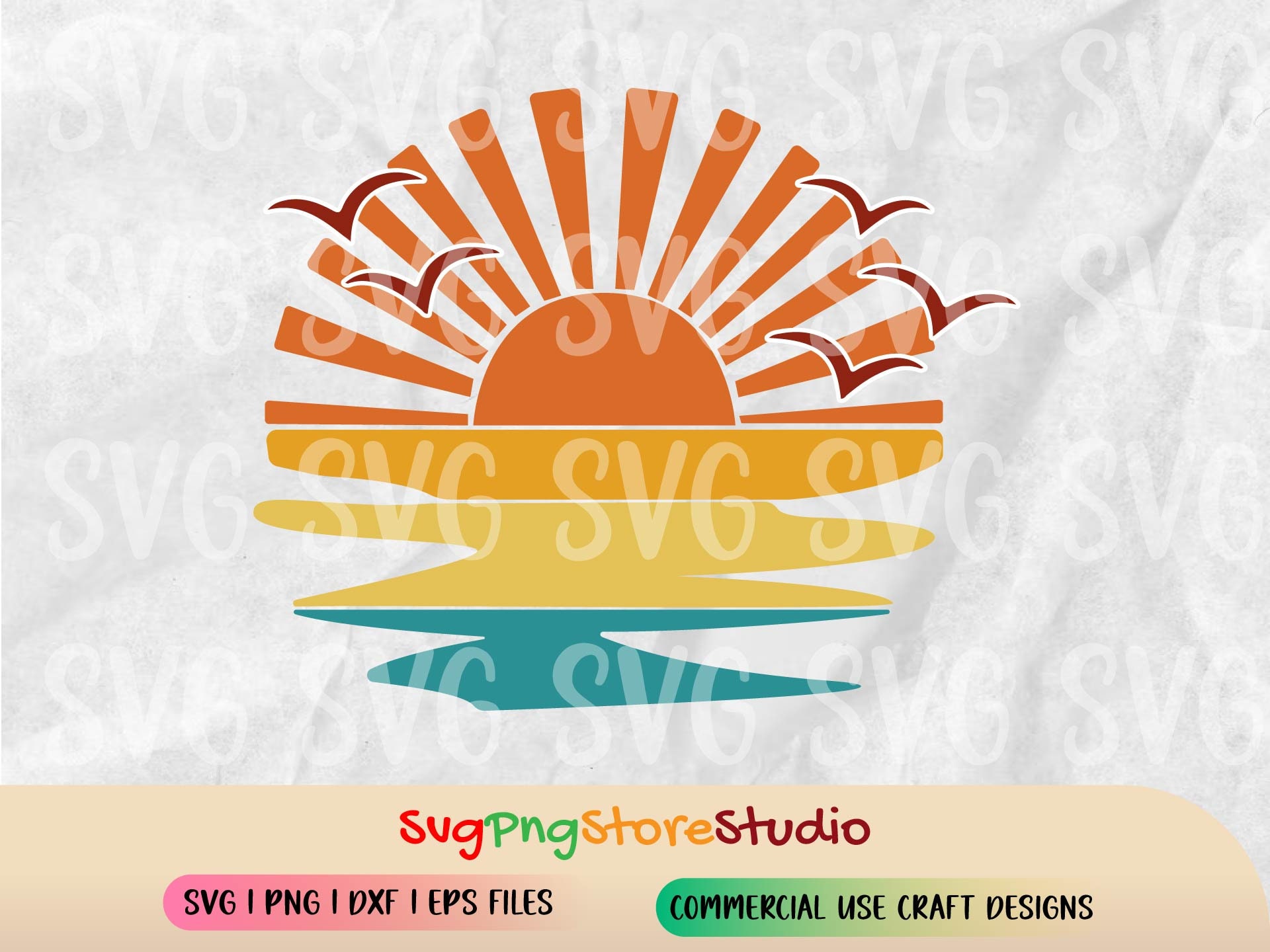 Retro Sunset SVG, Vintage Bird Tree Sunset, Vintage Retro Sunset PNG ...
