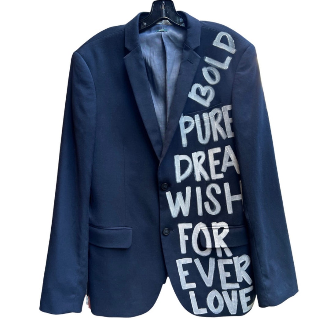 Word Hand-painted Blazer - Etsy