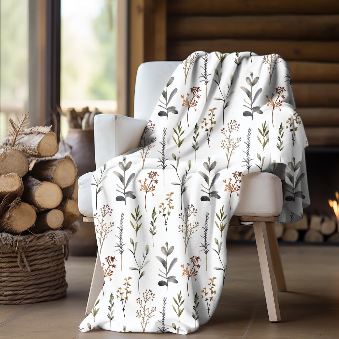 Floral Blanket Boho Wildflowers Fleece Blanket Cute Cottagecore ...