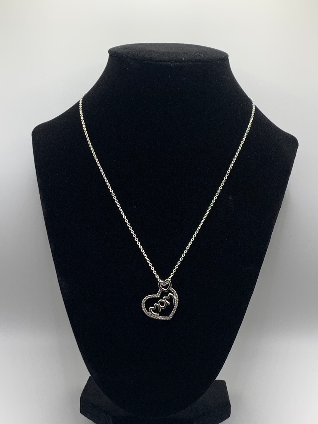 Silver Mom Necklace, Rhinestone Mom Necklace, Mother's Day Necklace ...