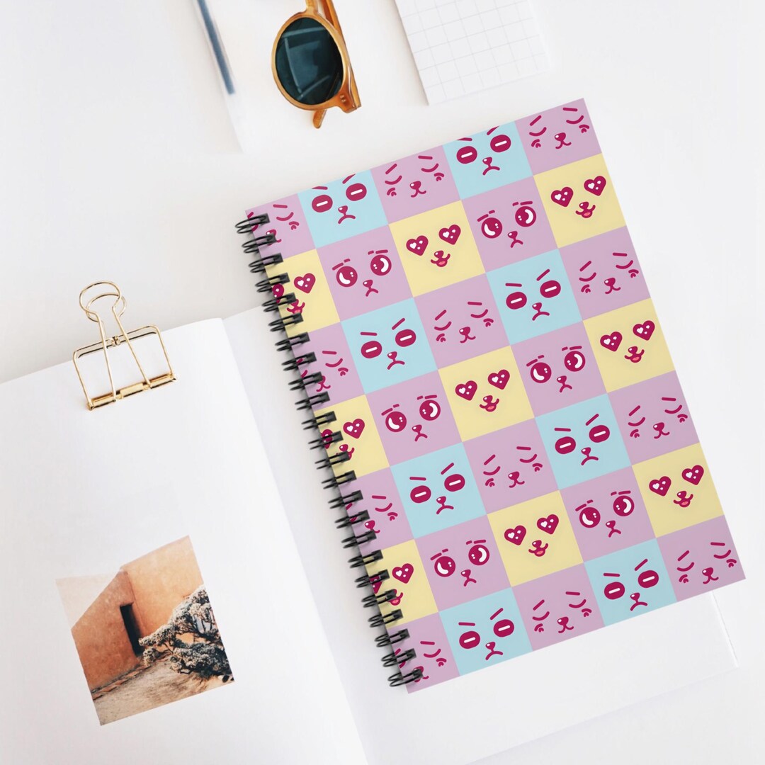 Cute Dog & Cat Face Spiral Notebook, Kawaii Stationery Gift - Etsy