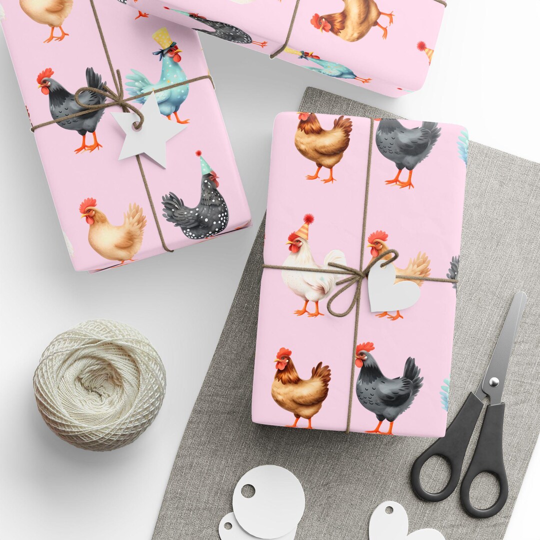 Charming Chicken Wrapping Paper Farmhouse Decor, Gift Wrap Birthday ...